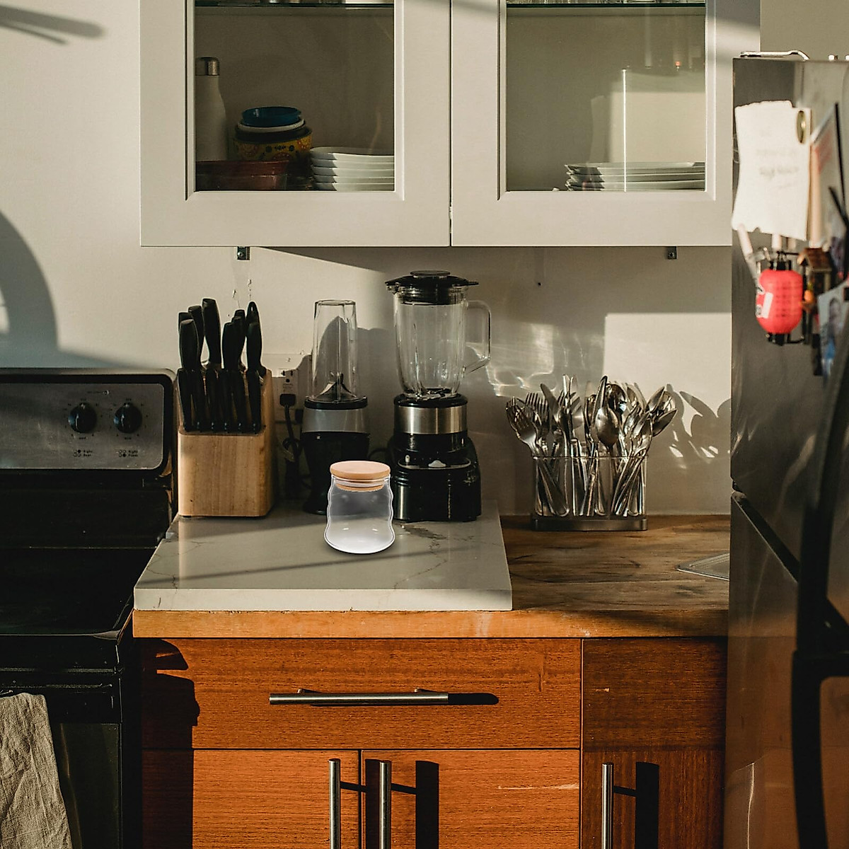 Kichvoe Food Containers Glass Jar with Lid Glass Jars Glass Food Can Canisters Glass Tea Canister Cereals Canister Glass Storage Jars Dry Fruit Jar Coffee Container Bamboo Coffee Can Seal