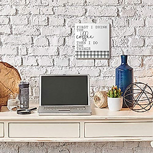 Stupell Industries Coffee Funny Word Kitchen Dining Room Neutral Grey Design Wall Plaque, 12 x 12, Multi-Color