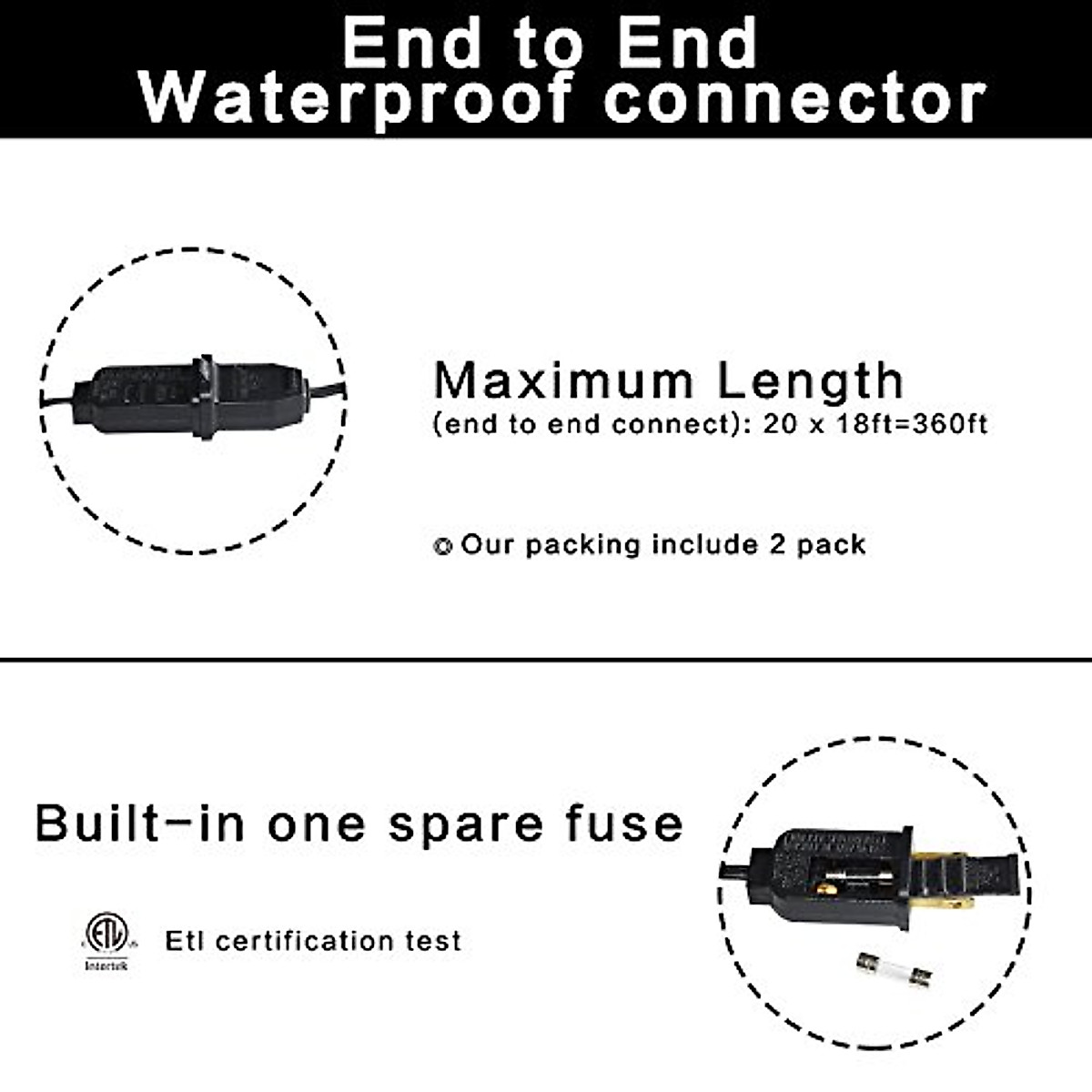 Svater LED Outdoor String Lights 36FT, Patio Lights with 20 Glass Edison Bulbs, Dimmable IP45 Waterproof Outdoor Hanging Globe Lights 2700K Warm White(2 Pack X 18FT)