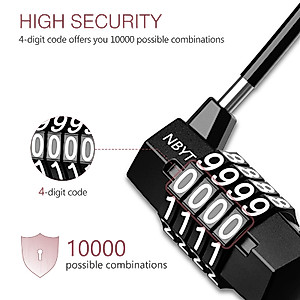 LOFICOPER Combination Padlock with Long Shackle, Cable Locks with Combination, 4 Digit Combination Long Padlock, Gym Locker Lock for Cabinet, School, Fence, Toolbox, Case
