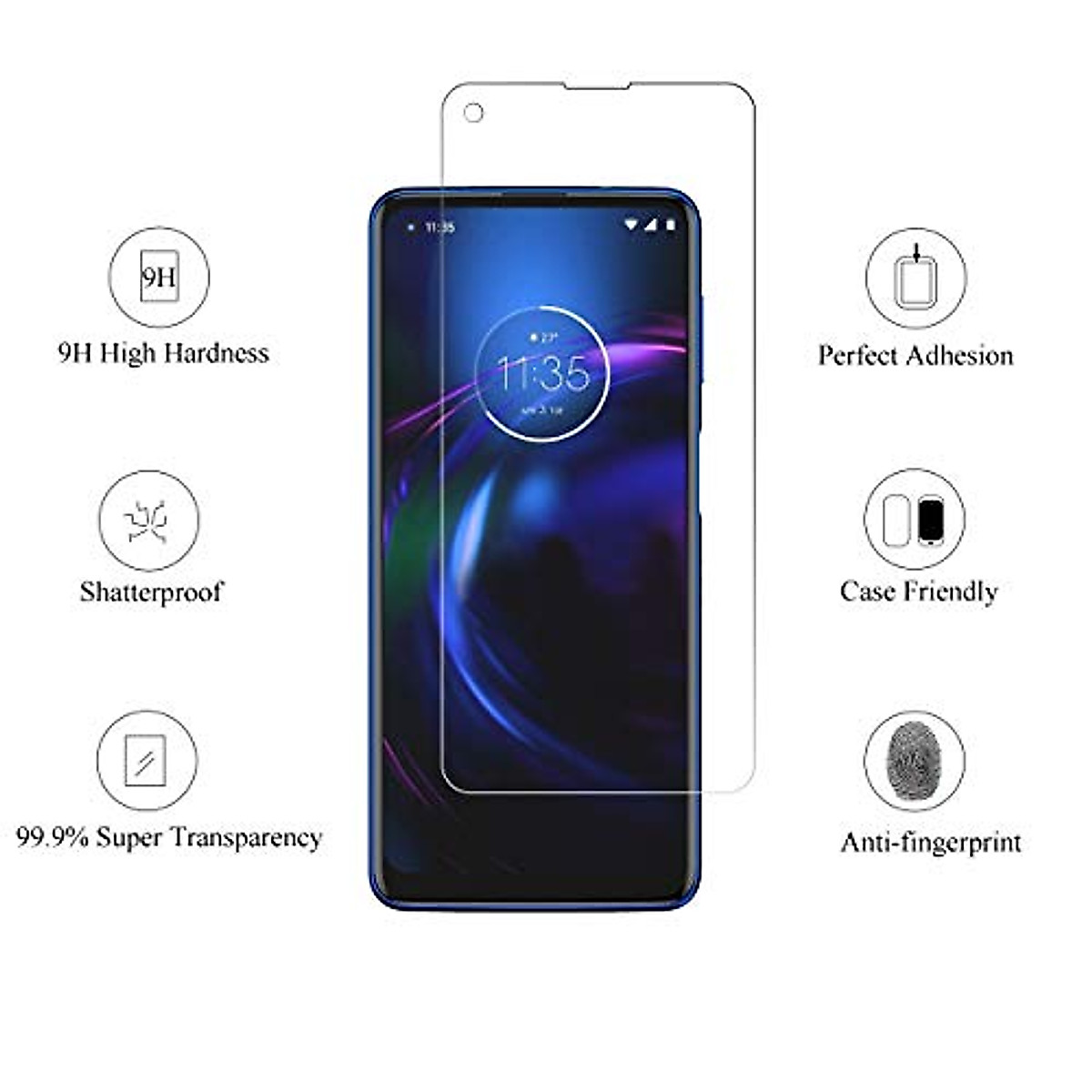 Ailun Screen Protector for MOTO G power 2021 3 Pack Tempered Glass 9H Hardness Ultra Clear Bubble Free Anti-Scratch Fingerprint Oil Stain Coating Case Friendly [Not for Moto G power 2020/2022]