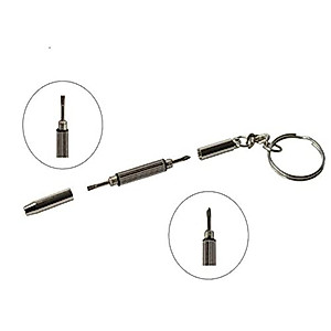 FGJFJ Repair Tool 3 in 1 Mini Stainless Steel Screwdriver Keychain Eyeglass Repair Kit, White, One Size