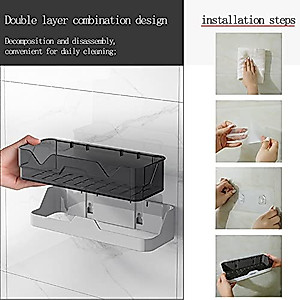 LuliKa 2-Pack Shower Caddy, Separable Shower Organizer with 4 Pieces of Adhesives,No Drilling Double Layer Shower Shelf, Used for Bathroom and Kitchen