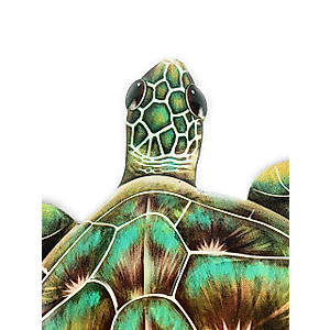GSC Metal Sea Turtle Green Decor Indoor Outdoor Wall Art Plaque Sculpture Mount for Inside Home Living Room Bedroom Bathroom Kitchen Or Outside Patio Fence Porch, 17 X 17 inches