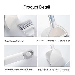 Qidiwin Mini Broom and Dustpan, Home Kitchen Sweeping for Kids(White+Gray)