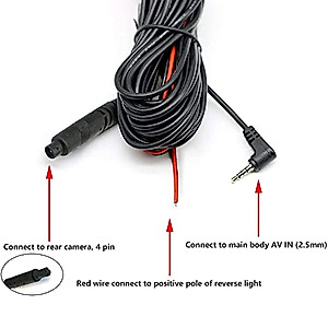 WOLFBOX G840S / G930 / T10 / T10 Plus Original 20Feet Rear Camera Cord Cable (4 pin, 2.5mm), not Suitable for G840H / G880 /V19