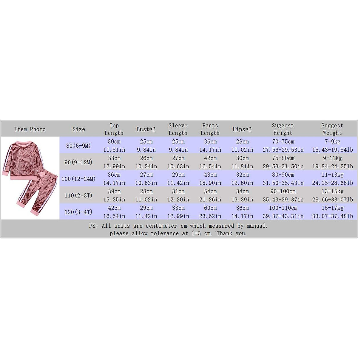 MYGBCPJS 2Pcs Fashion Toddler Baby Girl Velvet Sweatshirt Tops Pant Set Tracksuit