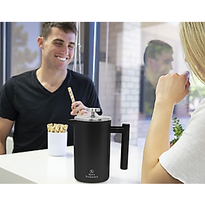 Brew Evolution 12 oz French Press | Stainless Steel Double-Walled Coffee Maker | Durable & Efficient Coffee & Tea Brewing | Gray Black