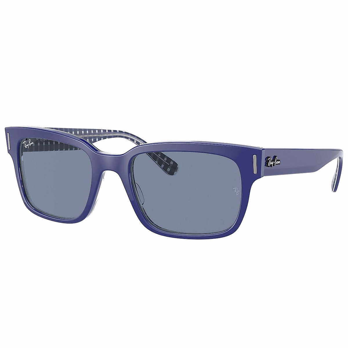 Ray-Ban Men's RB2190 Jeffrey Square Sunglasses, Blue On Vichy Blue/White/Blue, 55 mm
