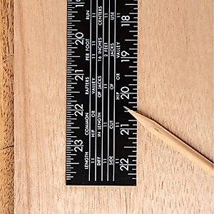 POWERTEC 80008V 16 Inch x 24 Inch Steel Framing Square with Rafter Tables, L Shaped Tool for Carpenter Square, Woodworking Square, Right Angle Ruler, L Square Ruler