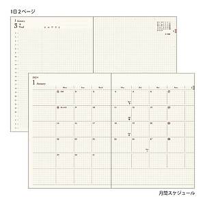 Midori hibino 22290006 Planner, 2024, A6, Daily Blue-Green (Starts January 2024) (Camel)