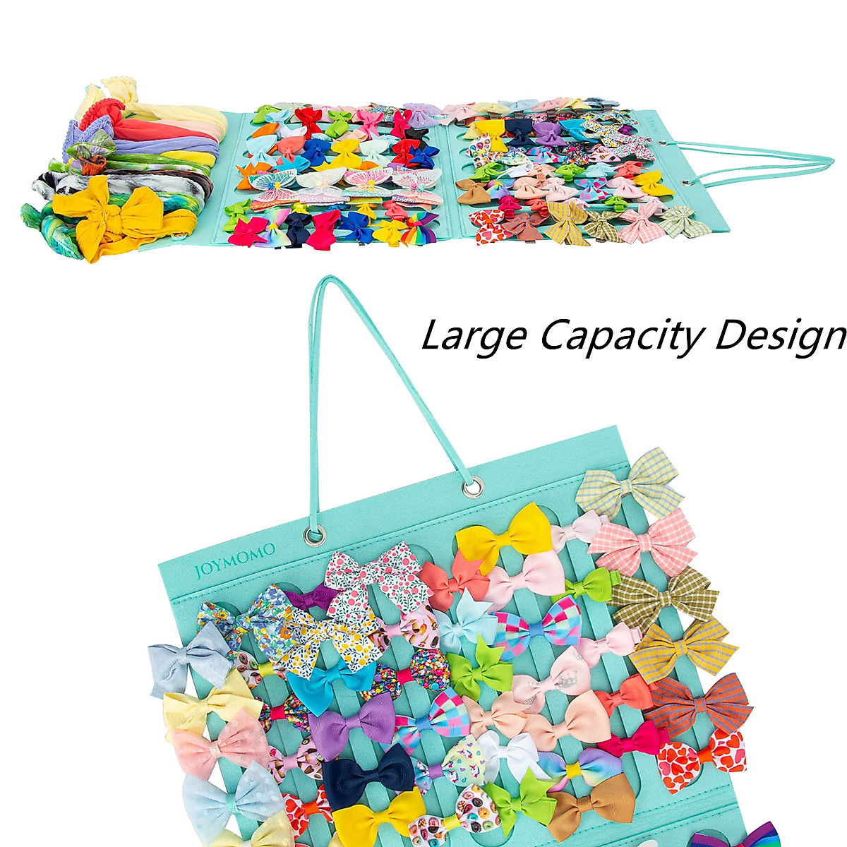 JOYMOMO Hair Bow Holder Organizer For Girls Hair Bows Organizer Display Hanging Headband Organizer Hair Accessories Storage For Headbands, Hair Clips,Scrunchies (Without Hair Bows) (green)