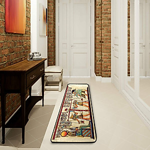 ALAZA Egyptian Papyrus Vintage Collection Area Mat Rug Rugs for Living Room Bedroom Kitchen 2' x 6'