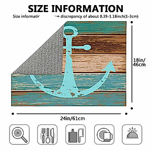 Beabes Nautical Anchor Dish Drying Mat, Rustic Wood Anchor Coral Starfish Ocean Marine Drying Mat for Kitchen Counter 18x24 Inches Quick Drying Foldable Mat