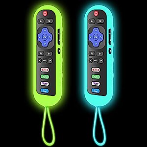 [2Pack] TCL roku tv Remote Cover,Compatible with RC280 RC282 Remote with Buttons for Netflix, Sling, Hulu, Now or Vudu/ESPN | 4K UHD Roku LED TV - 50S435 | Roku TV - 32S335 | (Luminous Green + Blue)