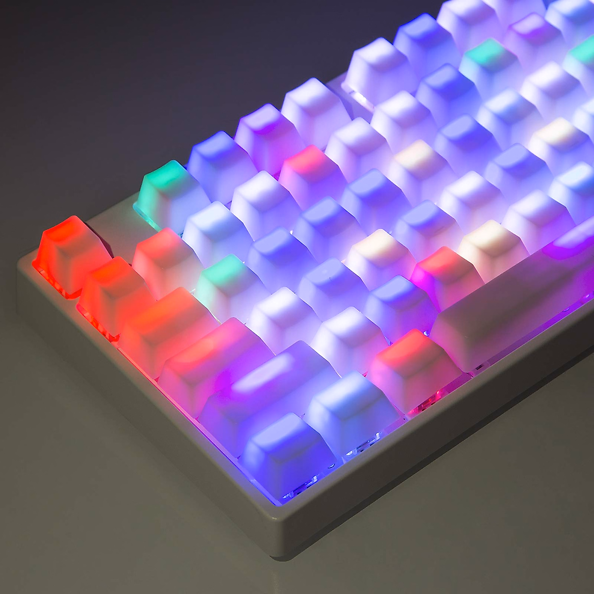 Petforu POM Jelly Keycaps Doubleshot Translucent OEM Profile for 6187104108 Keys PC Gaming Mechanical Keyboards (White)
