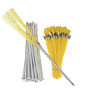 Trail Chasers Ground Markers Yellow 6 Inch Marking Whiskers with Lightweight Non-Rust Aluminum Stakes (Pkg of 25)