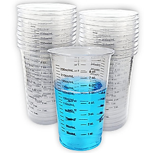 20 8oz Disposable Graduated Clear Plastic Cups for Mixing Paint, Stain, Epoxy, Resin