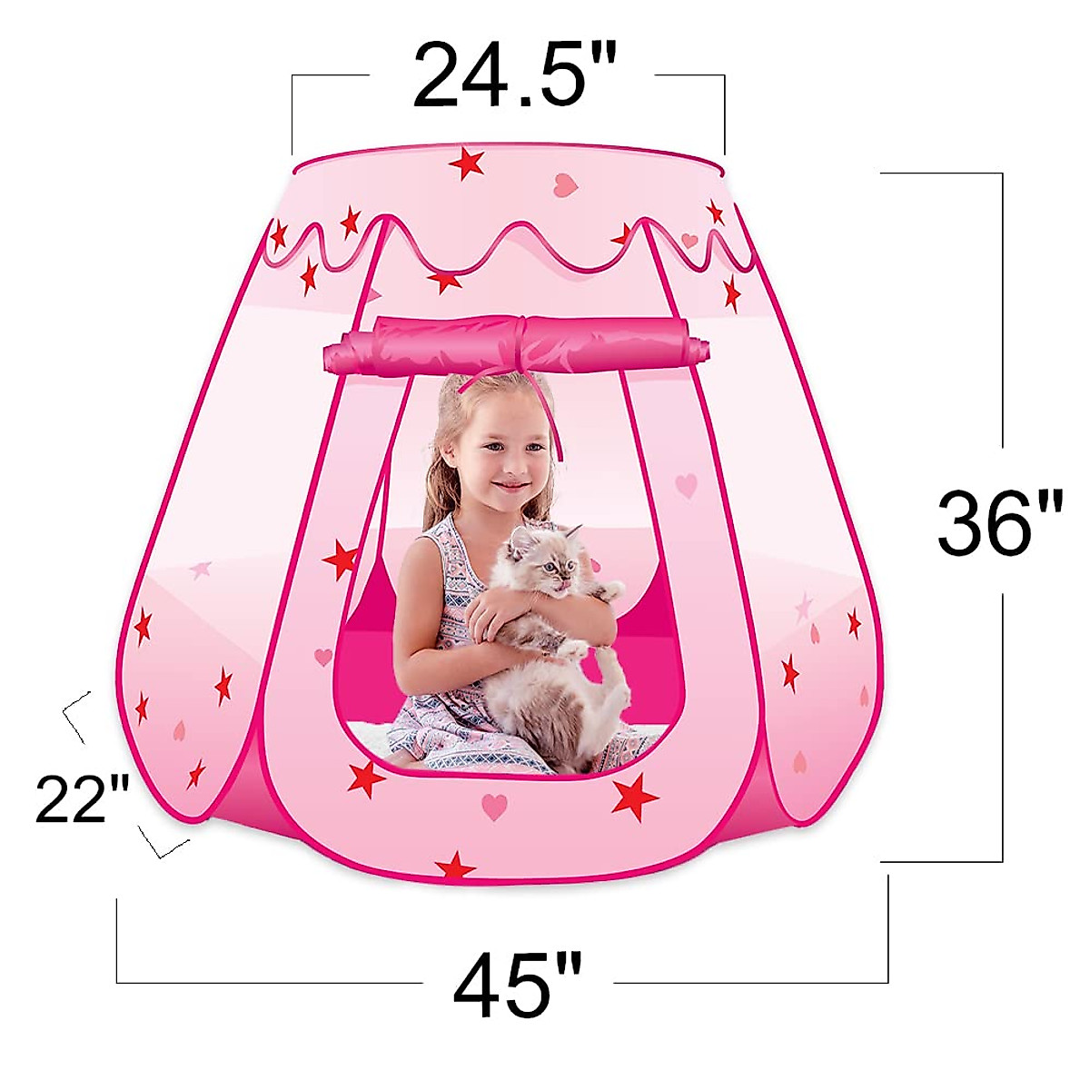 ArtCreativity Princess Pop Up Tent, Kids Playhouse Tent with a Carry Bag, Foldable Princess Tent for Girls and Boys, Kids Ball Pit Toys for 3,4 Year Old Girl, Indoor & Outdoor Play Tent for Kids