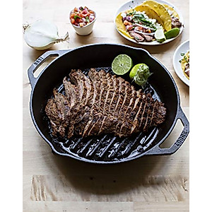 Lodge 12" Cast Iron Dual Handle Grill Pan, Black