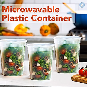 Angel's Peel Lounge Microwavable Translucent Plastic Deli Container and Lid Combo- Stackable, Tamper-Proof BPA-Free Food Storage Containers-Kitchen Storage (Pack of 24) (32 oz)