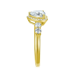 BEBEWO 1.4 Carat (ctw) Heart-Cut Moissanite Halo Engagement Rings for Women, Customizable 10k gold, 14k gold, 18k gold (Yellow Gold, Customize)