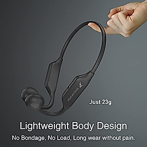 doqo Bone Conduction Headphones, Open Ear Headphones with MIC, Wireless Bluetooth 5.2 Sport Headset IP65 Sweat Resistant for Running, Bicycling, Hiking, Yoga -Black (Frosted Black)