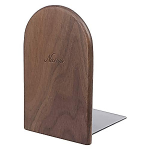 tegongse 1Ps Book Ends, Walnut Wood Bookends, Non-Skid Bookend Supports, Book Stopper for Books/Movies/CDs/Video Games