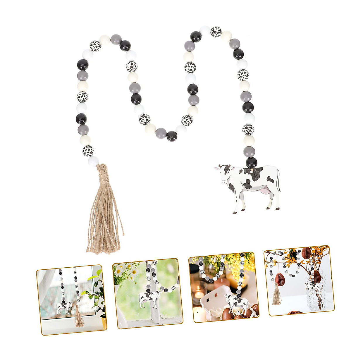 3pcs String Rope Wooden Beads Creative Wood Beads Creative Wooden Beads Wooden Bead Decor Delicate Wooden Beads Farmhouse Beads Tassel Party Pendant Wall Hanging Decor