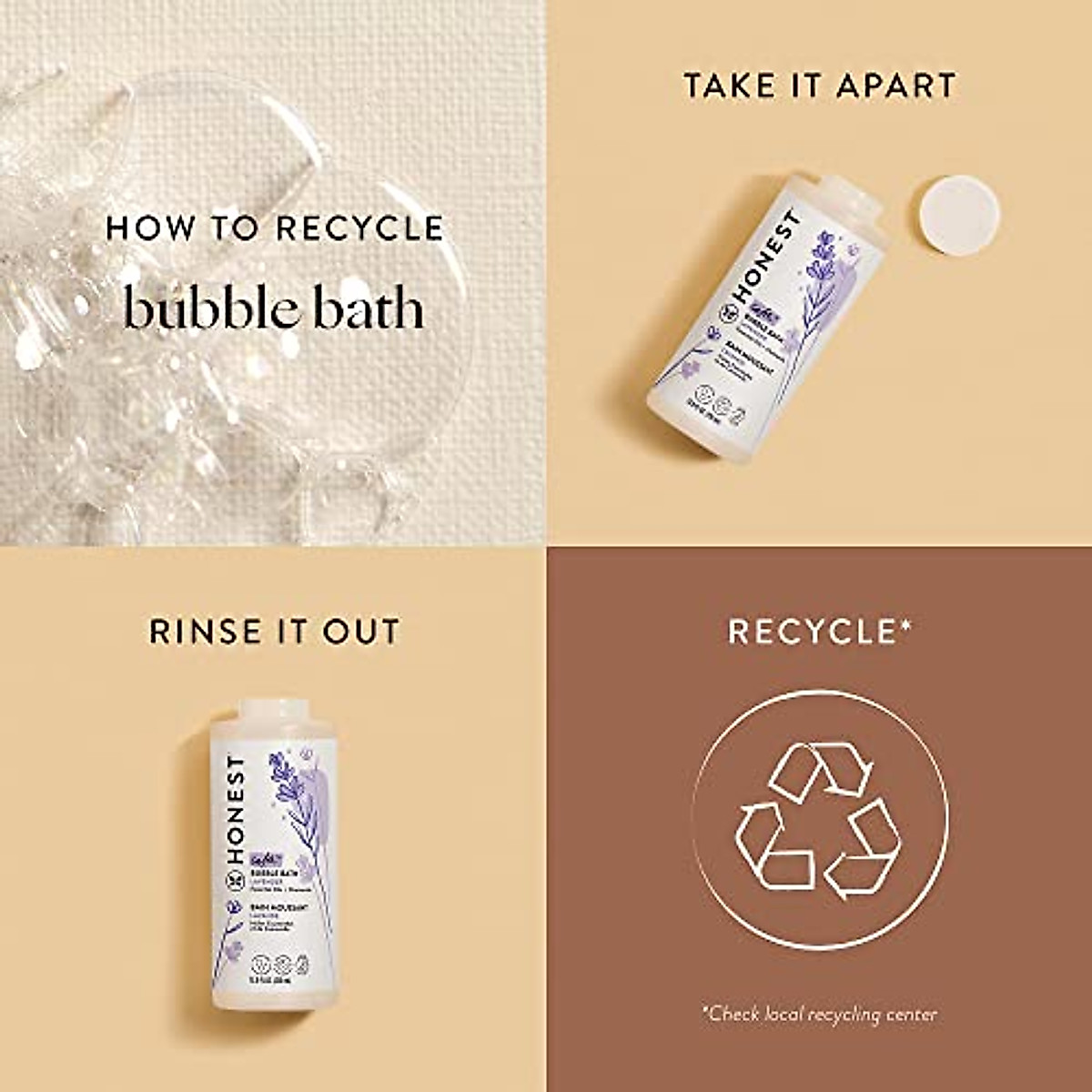 The Honest Company Foaming Bubble Bath | Gentle for Baby | Naturally Derived, Tear-free, Hypoallergenic | Lavender Calm, 12 fl oz