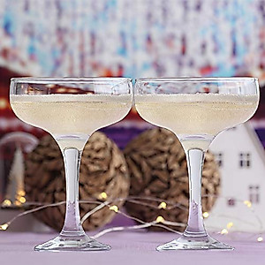 lav Coupe Cocktail Glasses Sets - Champagne Coupe Glasses with Colored and Cleared Rims 8 oz Set of 6- Manhattan & Martini Glasses for Cocktails, Mothers Day Gifts - Made in Europe