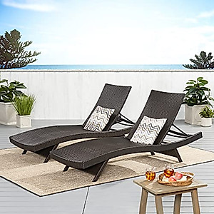 Christopher Knight Home Salem Outdoor Wicker Adjustable Chaise Lounge Chair, 2-Pcs Set, Multibrown