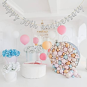 Glitter Silver Happy 30th Anniversary Banner - Thirty Theme Sign - 30th Birthday Banner - 30th Wedding Anniversary Party Bunting Decorations