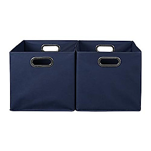Cheer Home Storage Set of 2 Foldable Fabric Cube Storage Bins- Navy Blue