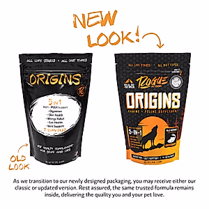 ROGUE PET SCIENCE Origins 5-in-1 Dog Supplement - Powdered Food Topper w/Natural Omega 3 Fish Oil - Supports Healthy Digestion, Skin, and Coat - Helps Reduce Itching & Joint Inflammation (1/2 lb)