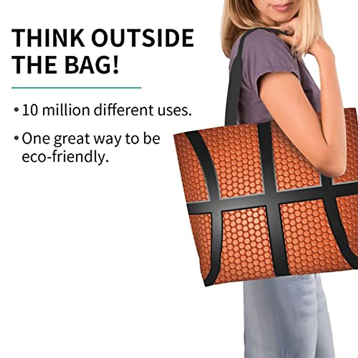 YOPIGOT Basketball Tote Bag Basketball Oversized Canvas Handbag Basketball Print Shoulder Tote Handbag for Women Mom Gifts