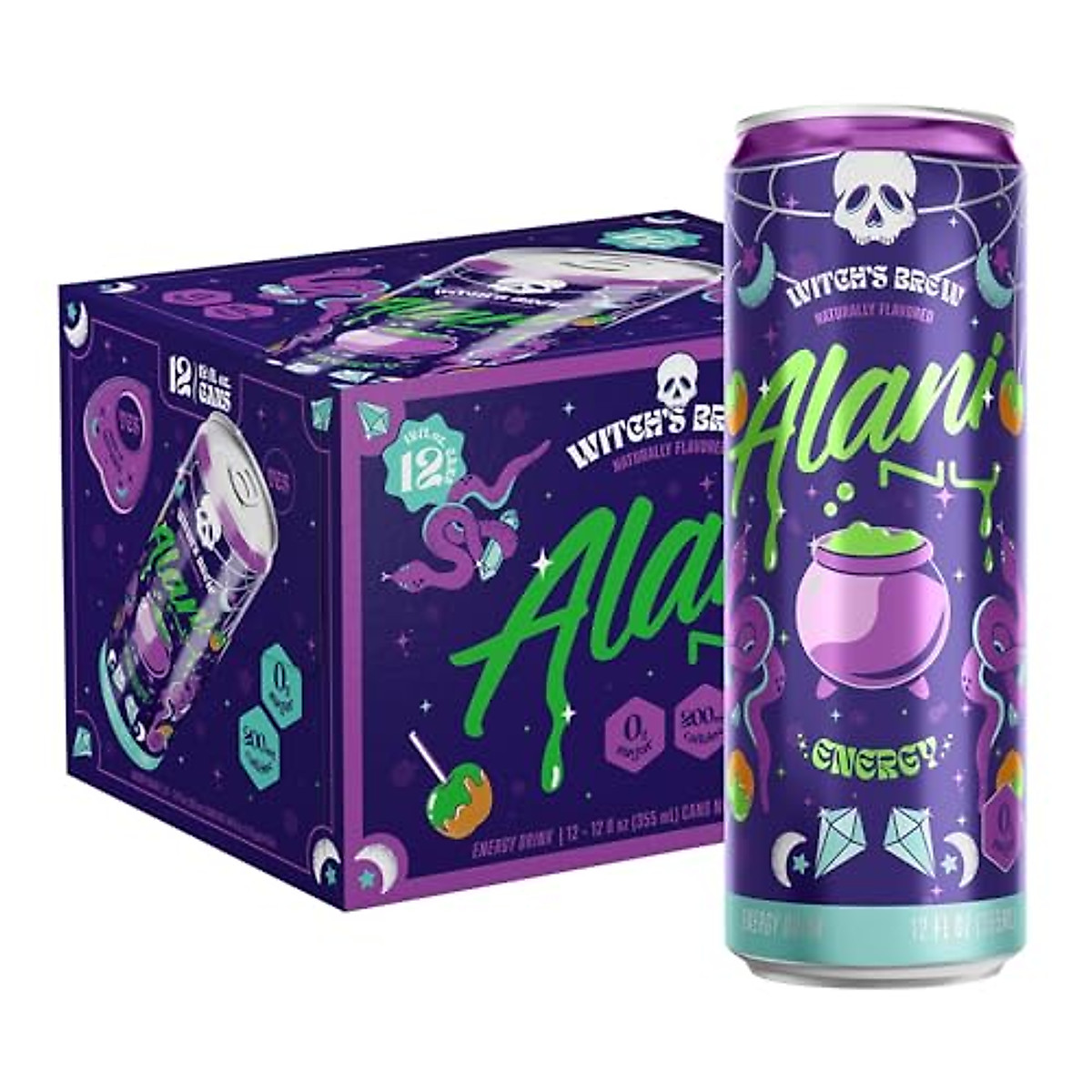 Alani Nu WITCH'S BREW Sugar Free Low Calorie Energy Drinks | 200mg Caffeine | Pre Workout Performance with Antioxidants | Biotin B Vitamins | Zero Sugar | 15 Calories | 12 Fl Oz Cans (12 Pack)
