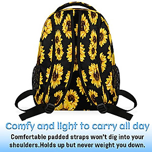 TropicalLife Backpack for School, Sunflower Backpacks with Laptop Compartment for Boys Girls Adults Teens, Lightweight Travel Bookbag for Middle School College High School Students