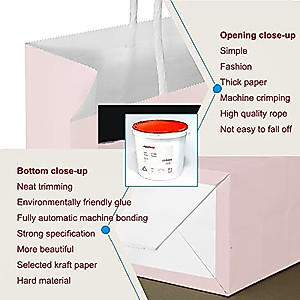 AZOWA Gift Bags Small Kraft Paper Bags with Handles (6.3 x 3.1 x 8.6 in, Pastel Pink, 12 CT)