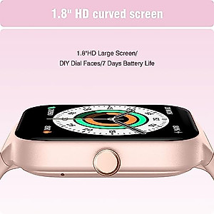 TMHAI Smart Watch for Women Men, with Bluetooth Calling Alexa Built-in, 1.8" HD Screen Smartwatch with Blood Oxygen Heart Rate Sleep Monitor, 100 Sports Modes for iPhone Android Phones