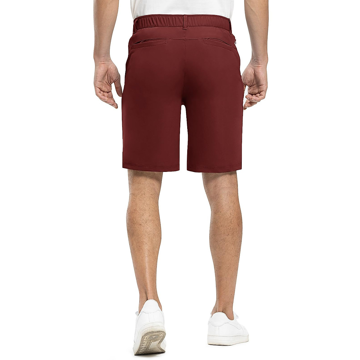 Rdruko Men's Work Shorts Stretch Dry Fit Golf Dress Sports Shorts(Wine Red, US 36)