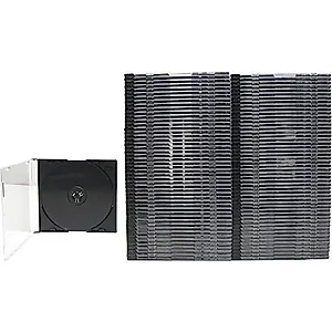 100 x ULTRA THIN 5.2mm Clear CD Jewel Boxes with Built In Black Tray #CDBS52 - HALF THE THICKNESS OF A NORMAL CD JEWEL BOX!
