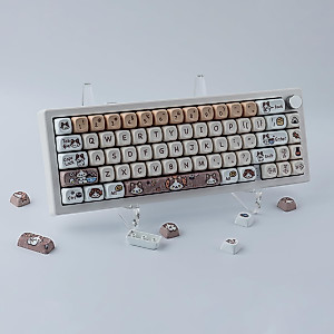 TYRIXKI PBT Keycaps 143 Keys Cute Keycaps Dye-Sublimation Kitty-cat Keycaps Set MOA Profile Custom Keycaps for Cherry Gateron MX Swithes Mechanical Keyboards