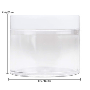 Beauticom 60 Grams/60 ML (2 Oz) Round Clear Plastic Container Jars with White Lids Storage Makeup Cosmetic Lotion Scrubs (3 Jars)