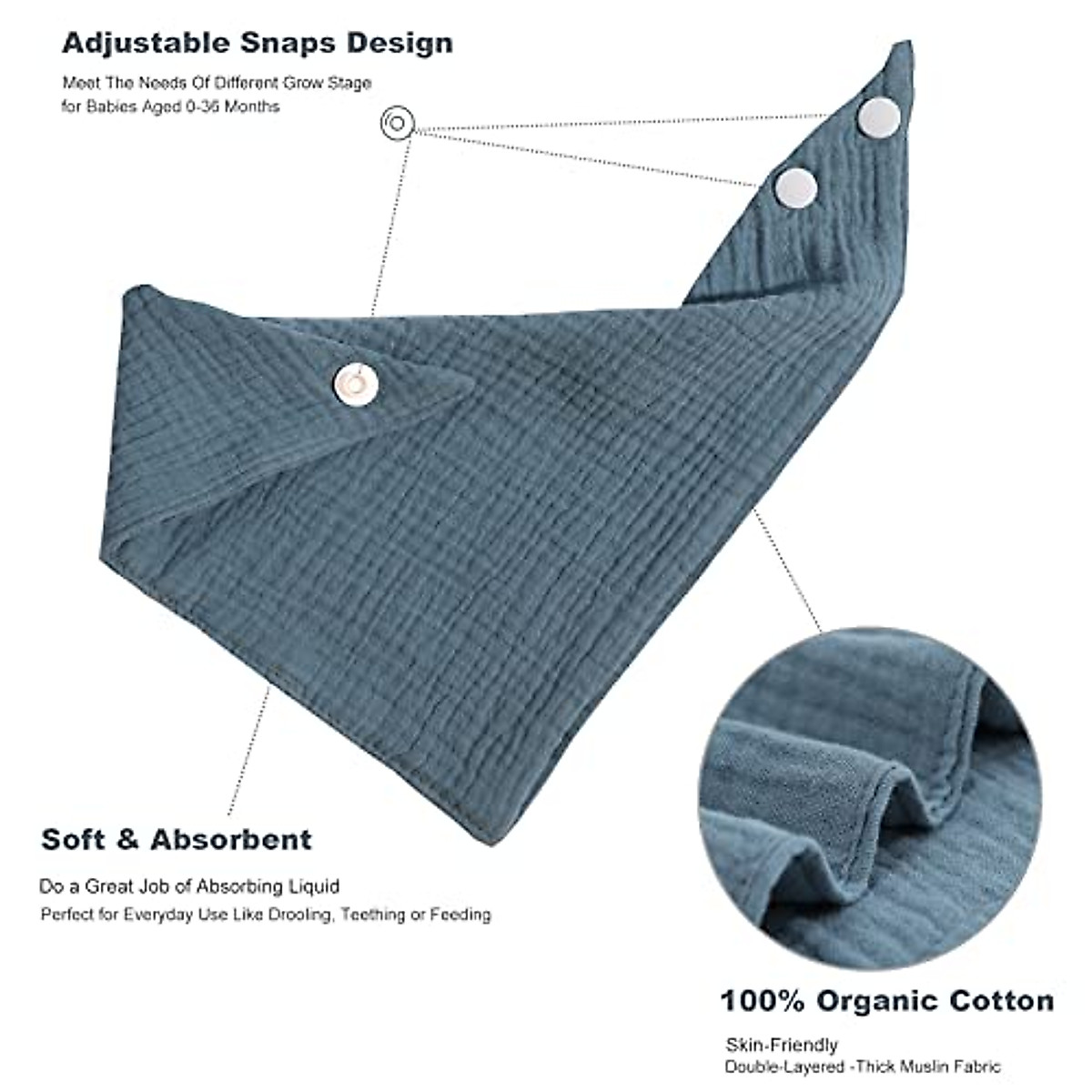 YEONHWA 10Pack Soft Muslin Baby Bibs, Cute Banadana baby Drool Bib for Girls & Boys, Super Absorbent Bibs Set for Teething and Drooling, Solid Color