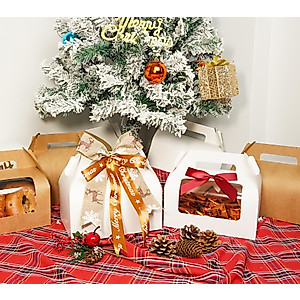 UnicoPak 30 Pcs 9x6x6 Large Gable Boxes White Gift Boxes with Handles Bakery Boxes Treat Boxes Paper Lunch Boxes To Go Boxes for Birthday Wedding Party Favors Picnic Christmas