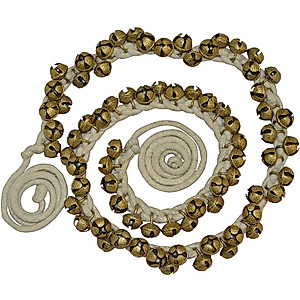 Kathak Ghungroo Tied with Cotton Cord String White Bell Pair Kathak Ghungru Anklet Musical Instrument Pair 50+50 Bells (12 no.Ghungroo) Indian Classic Dancing