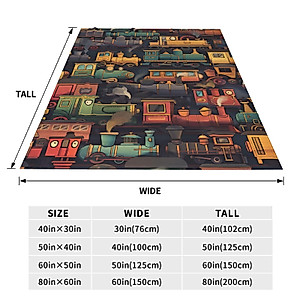 Turamurra Train Blanket Gifts for Kids Boys Soft Warm Lightweight Cozy Funny Train Car Throw Blankets for Bed Sofa Living Room Couch Home Decor 50"x60"