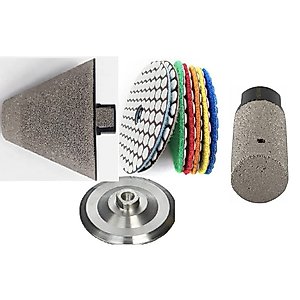 1-1/16" to 3-1/4" and 2" Zero Tolerance Grinding Drum milling bit and Polish pad Diamond Beveling Chamfer Bits Countersink Drill Bit Existing Holes Enlarging Shaping Trimming Porcelain Marble Glass