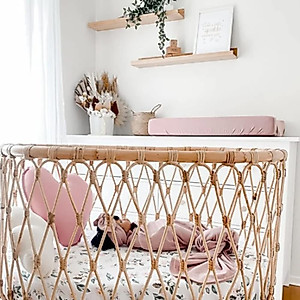 Linen Changing Table Pad Cover Baby Changing Pad Cover Gray Pink Changing Table Cover Diaper Changing Pad Cover for Girl